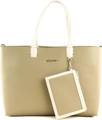 Tommy Hilfiger Cabas Femme Sac Iconic Tommy Tote Similicuir, Beige (Beige), Taille Unique