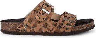 miMaO BALI - Sandales claquettes en li&egrave;ge et cuir L&eacute;opard EU 37