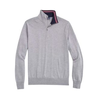 Brooks Brothers Pull Col Montant Zipp&eacute; en Laine M&eacute;rinos - Homme - Pulls - Gris - Taille: XL