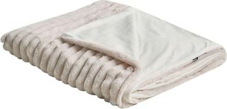 Beliani Kuscheldecke Beige aus Kunstfell 200 x 220 cm Flauschige Tagesdecke f&uuml;r Bett Sofa Wohnzimmer Schlafzimmer &Uuml;berwurf Wohnaccessoires
