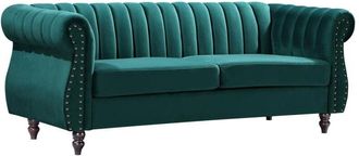 Vente-Unique Vente-unique - Canapé chesterfield 3 places en velours vert émeraude trumbo