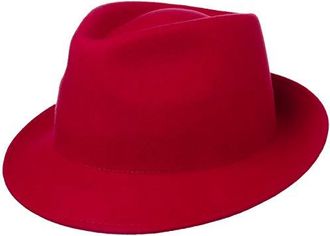 LIPODO Chapeau en Feutre Uni Trilby Femme/Homme - Made in Italy pour Homme Fedora Laine Automne-Hiver Hiver - XL (60-61 cm) Rouge