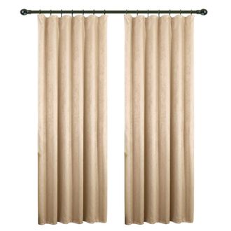 Woltu Gardinen 2er Set, Vorh&auml;nge Blickdicht mit Kr&auml;uselband, 250g/m&sup2; Schwere Thermovorhang K&auml;lteschutz, Damast Optik lichtundurchl&auml;ssig f&uuml;r Wohnzimmer Schla