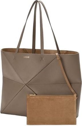 Loewe Grand Puzzle Fold tote horizontal en cuir de veau grain&eacute; souple