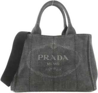 Prada Pre-owned Sac &agrave; main en Denim - Femme - Pre-owned - Noir - Taille: ONE Size