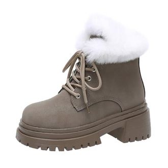 Generic Bottines Femme &agrave; Lacets Bout Rond Semelle Plateforme Style Combat Bottes Courtes dHiver Chic et Elegant Boots Chaussures L&eacute;g&egrave;res D&eacute;contract&eacute;e 41