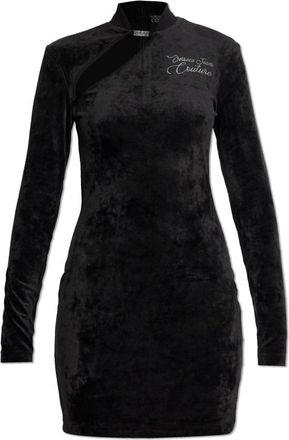 Versace Jeans Couture Femme, Robes, Noir, Taille: 40 FR Robe en Velours &agrave; Col Roul&eacute;