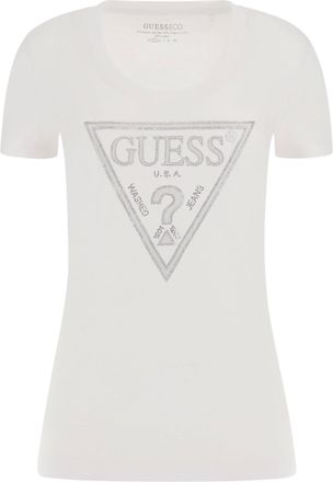 Guess Shiny Triangle W5RI11J1314 Kurzarm-T-Shirt, Wei&szlig;, X-Large