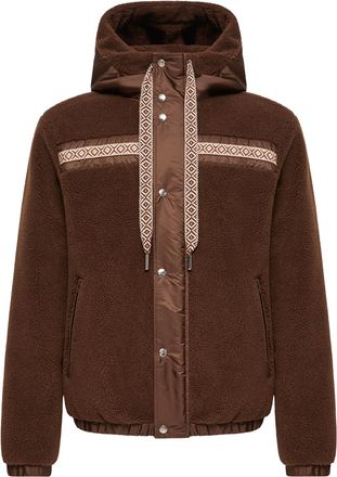 Moncler Moncler Sweat &Agrave; Capuche Zipp&eacute; En Teddy Avec Bordure G&eacute;om&eacute;trique, Homme, Marron, Taille: 3xl