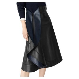 Bottega Veneta Leather A-Line Skirt - - Skirts - Damen - Schwarzk - S