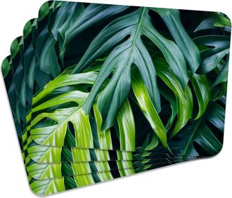 MG Design Set aus 4 Kork-Platzsets - Leaves 6 - 30 x 40 cm - hitzebest&auml;ndig & abwischbar, mit Korkr&uuml;ckseite