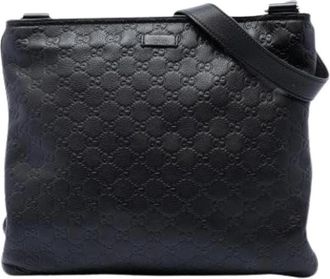 Gucci Pre-owned Embossed Leather Crossbody Bag - - Pre-owned - Damen - Schwarzk - ONE SIZE