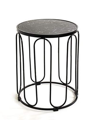 Haku M&ouml;bel Table Basse, Marbre, Noir, &Oslash; 40 X H 50 cm