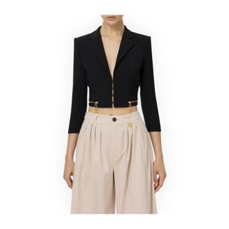 Elisabetta Franchi Femme, Vestes, Noir, Taille: 44 FR Veste Courte en Cr&ecirc;pe Stretch