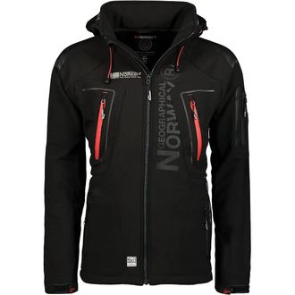 Geographical Norway Techno Men - Kapuzen-Softshelljacke Mann Wasserdicht - Outdoor Mantel Tactical Widerstandsfähig Windbreaker Jacket - Wandern Ski Herbst Winter Frühlin