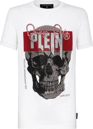 Philipp Plein Kristall Jersey Baumwoll T-shirt - - Tops - Herren - Wei&szlig; - 2XL