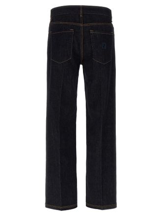Fendi Mens Blue Cotton Straight-Leg Jeans Clothing