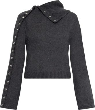 Iro pull &agrave; col montant boutonn&eacute; - Gris