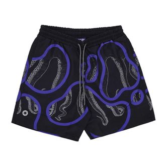 Octopus Schwarze Badehose mit Tentakeldruck - - Swimwear - Herren - Schwarzk - XS