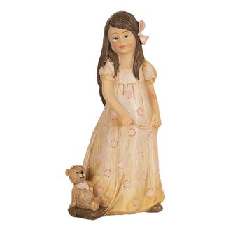 Clayre & Eef Figur M&auml;dchen 15 cm Beige Polyresin