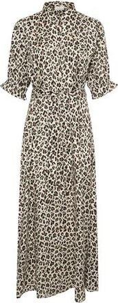 Kaffe KAvelana Robe maxi d&eacute;contract&eacute;e &agrave; manches courtes pour femme avec imprim&eacute; &eacute;l&eacute;gant, Imprim&eacute; l&eacute;opard multicolore, 46