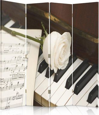 Feeby Frames. Raumteiler, Gedruckten auf Canvas, Leinwand Wandschirme, dekorative Trennwand, Paravent beidseitig, 4 teilig (145x180 cm), Musik, Instrumente,