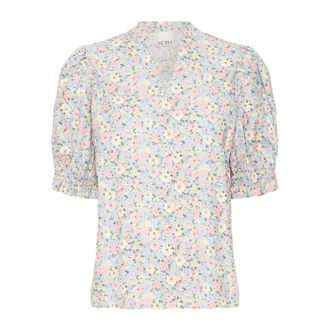 Ichi Blumige V-Ausschnitt Bluse - Flowers Stil - - Blouses & Shirts - Damen - Mehrfarbig - XL