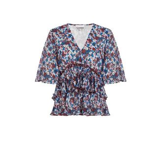 Ganni Blouse imprim&eacute;e &agrave; volants