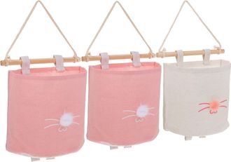 NUOBESTY 3 St&uuml;ck Teiliges Abnehmbares H&auml;nge aufbewahrungsset aus Baumwollleinen mit Pe beschichteter Wasserdichter Innenseite Vielseitig Wand T&uuml;rmontierbar f&uuml;r