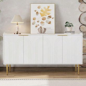 Generic Schlichte Eleganz: Sideboard im modernen Design - 140x38x75 cm mit gro&szlig;z&uuml;gigem Stauraum - Bereichert jedes Wohnambiente als Anrichte & Buffet (White +