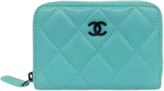 Chanel Pre-owned Classic Matelasse Lambskin Coin Case - Femme - Pre-owned - Bleu - Taille: ONE Size