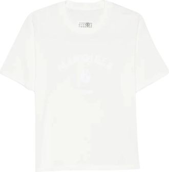 Maison Margiela Bedrucktes Logo T-Shirt - - Tops - Damen - Wei&szlig; - S