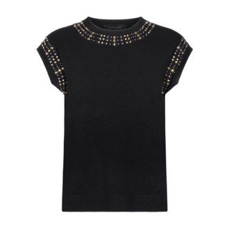 Elena Miro Femme, Pulls, Noir, Taille: 40 FR T-shirt &agrave; manches courtes avec clous