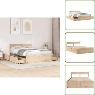 vidaXL The Living Store Cadre de lit sans matelas 140x190 cm bois de pin massif - Cadre De Lit - Lit Double - Meuble De Chambre - Bois Massif - Rangement