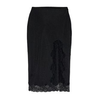 Balmain Strick-Midirock mit Spitze - - Skirts - Damen - Schwarzk - M