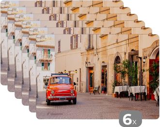 MuchoWow Placemats Platzdeckchen Platzset Tischset 6-teilig Tischdeko Untersetzer 45x30 cm Italien - Straße - Oldtimer - Auto