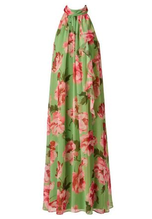 Adrianna Papell Maxikleid Print Halter Trapeze Luftiges und ausdrucksstarkes Neckholder-Kleid mit Blumenmuster