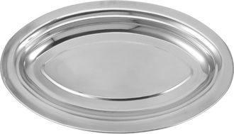 DOITOOL 40 cm Edelstahl Speiseteller Oval Tablett Teller Handtuch Aufbewahrung Tablett Fisch Dampf Teller Buffet Servierplatten stapelbar Meeresfrüchte Schale