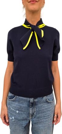 Essentiel Femme, Pulls, Bleu, Taille: 36 FR Polo navy cravate jaune fluo Jonda Essentiel Antwerp Femme J4Cn