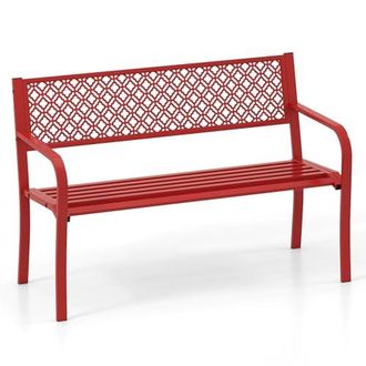 Costway GOPLUS Banc Exterieur Jardin à 2 Places, 127 x 59 x 81 CM, Siège en Métal avec Dossier, Accoudoir et Assise Courbée, Design Classique à Lattes, Banque