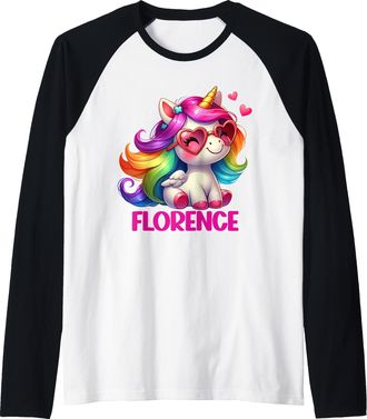 BDAZ Florence Personalisierter Name Buntes Einhorn Frauen M&auml;dchen Raglan