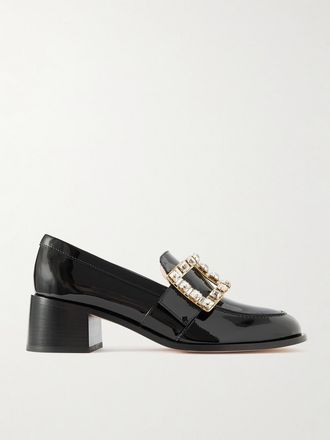 Roger Vivier Mocassins En Cuir Verni À Cristaux Viv Rangers - Noir
