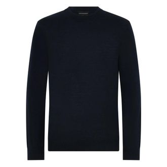 Emporio Armani Gerippter Strickwollmischpullover - - Knitwear - Herren - Blau - 2XL