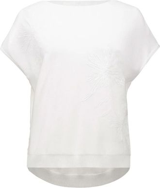 Joseph Ribkoff Femme, Tops, Blanc, Taille: 38 FR Embroidered Boat Neck Pullover