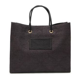 Elisabetta Franchi Gro&szlig;e Henkeltasche aus Jacquard-Raffia - - Bags - Damen - Schwarzk - ONE SIZE