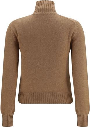 Ami Cashmere Turtleneck Sweater - Brown