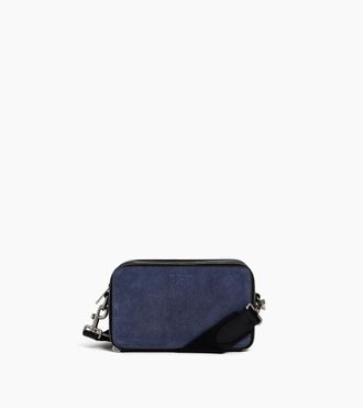Le Tanneur Kleine Umhängetasche mit 2 Fächern Emile aus Wildleder in Denim-Optik