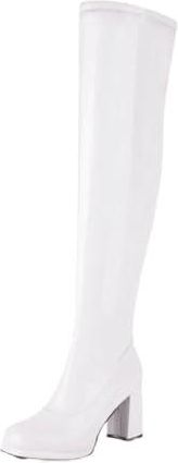 Generic Bottes longues décontractées au-dessus du genou pour femme - Élégantes - Talon épais - Pour vacances et fêtes, blanc, 43.5 EU