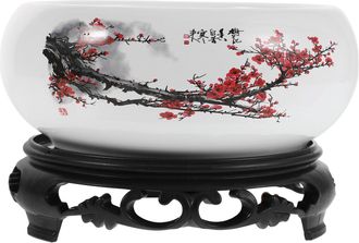 BESPORTBLE Seerosen-Pflanzgef&auml;&szlig;: Keramik-Pflanzschale - Dekorativer Blumentopf mit Untersetzer - Hydroponischer Pflanzbeh&auml;lter f&uuml;r Lotus-Orchideen in Wasserg&auml;rte