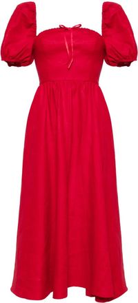 Reformation robe Marella en lin - Rouge